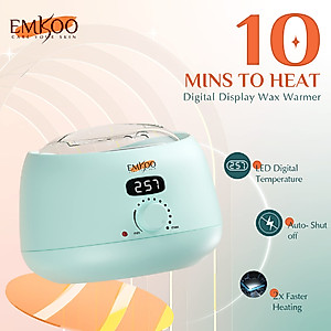 Digital Waxing Kit for Women, EMKOO Wax Warmer for Hair Removal, Wax Pot with 400g Hard Wax Beads and 20 Wax Applicator Sticks for Brazilian Bikini Wax Facial Hair Sensitive Skin At Home