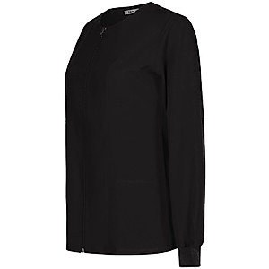 Minty Mint Women's Medical Scrub Button Down Jacket w/Patch Pocket Black L