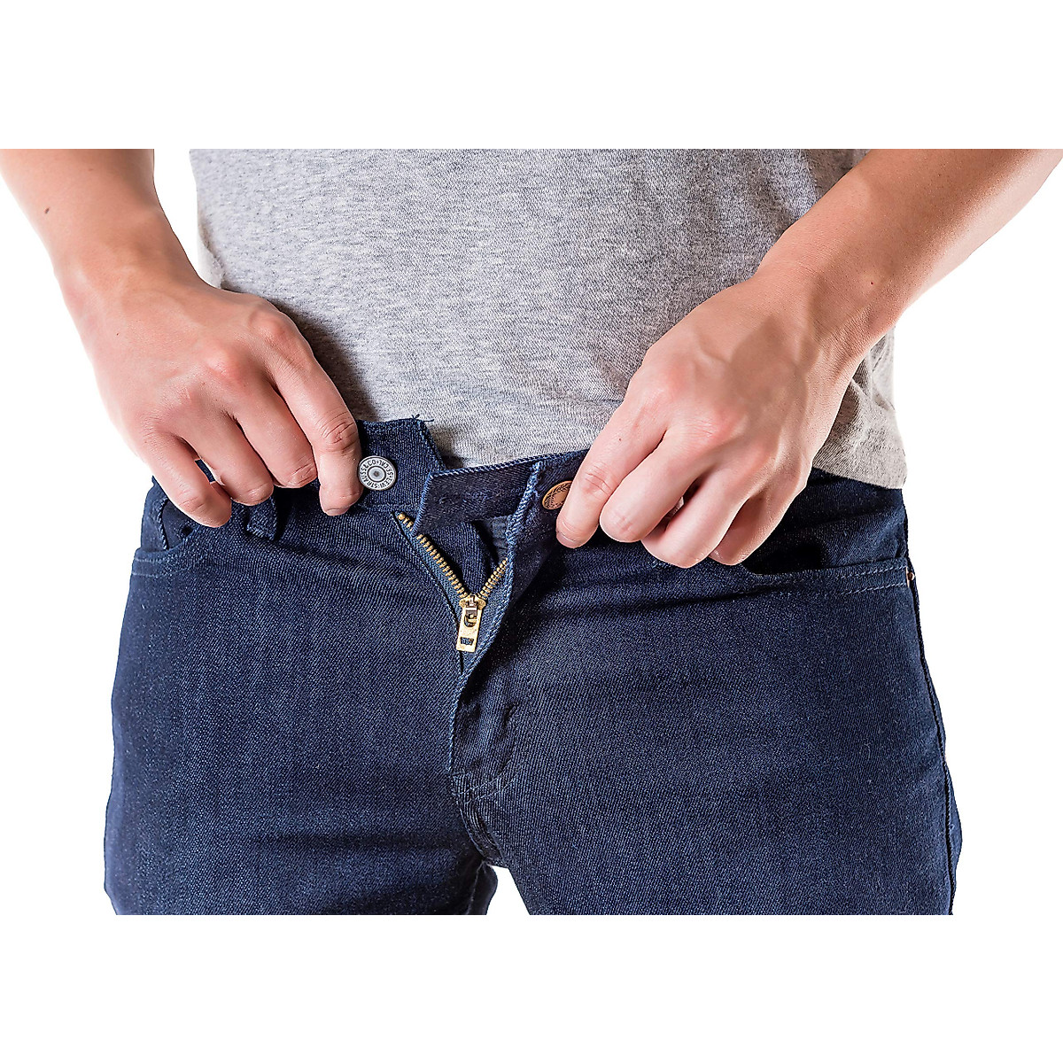 Waistband Extenders by Johnson & Smith | Button Extender for Pants | Denim Material | Pack of 5 Shades | Premium Metal Buttons | 2 Button Holes | Button Extender for Jeans