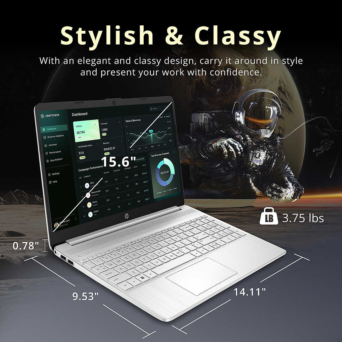 HP 15.6 FHD Laptop Computer, AMD Athlon Silver 3050U, 16GB DDR4 RAM, 512GB SSD, AMD Radeon Graphics, HD Webcam, HDMI, Office 365, Windows 10 S, Silver, 32GB Hotface USB Card