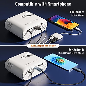 Mini Projector, VISSPL 1080P Supported Video Projector, Portable Outdoor Projector with Tripod, Kids Gift, Home Theater Movie Projector Compatible with Android/iOS/Windows/TV Box/HDMI/USB