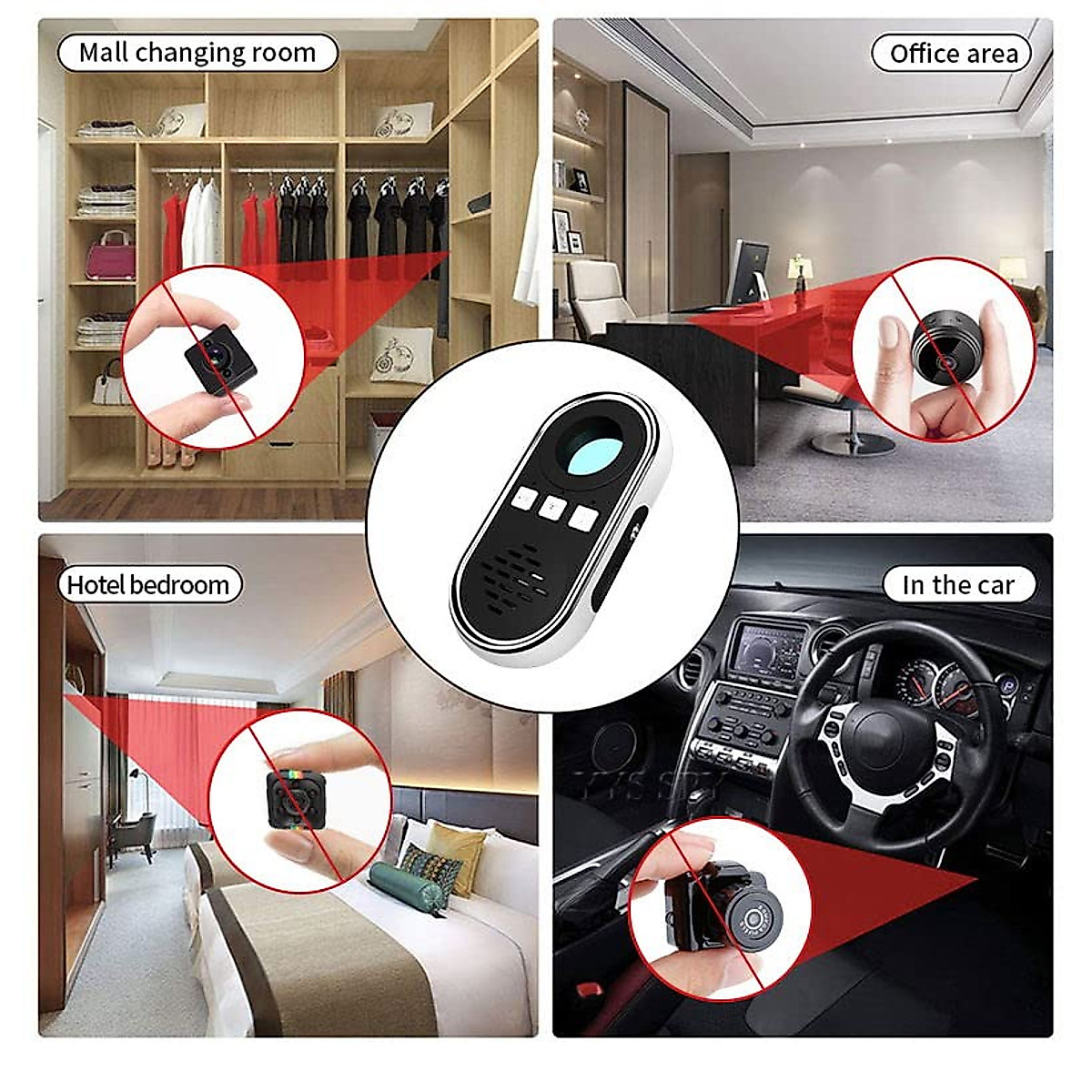 OLYAXEN Anti Hidden Camera Detector Spy Camera Finder Personal Emergency Safe Sound Alarm with Mini LED Flashlight Pocket Sized Camera Finder Locates Hidden Camera Quickly and Instantly