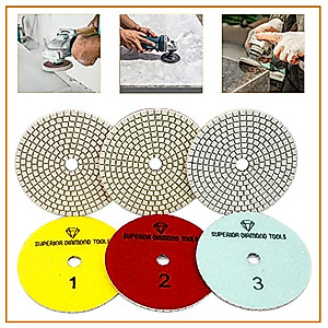 3 Step Diamond Polishing Pads - Use Wet or Dry - Polishing Pads for Granite Quartz Marble Concrete Terrazzo - High Temperature Resistance 3 Step Polishing Pads - Polishing Pad Set