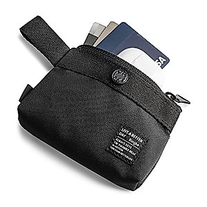 Ringke Mini Pouch [2-Way Bag Miniature] Nylon Carrying Pouch Small Bag for AirPods, Galaxy Buds, Earphones, Cards, ID - Black