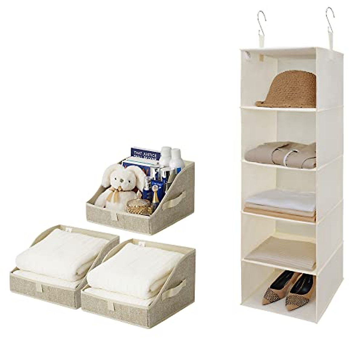 GRANNY SAYS Bundle of 3-Pack Trapezoid Storage Bins & 1-Pack Hanging Closet Organizer