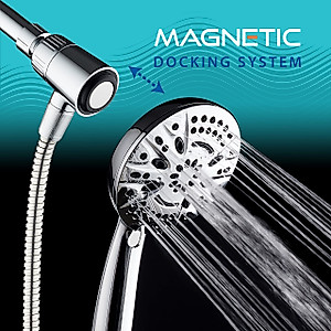 AquaDance New Magnetic Guidance Docking System - High-Pressure 8-setting Handheld Shower Head with Giant 5 inch Face, Magnetic Bracket, Extra-long 72 inch Stainless Steel Hose/All Chrome Finish
