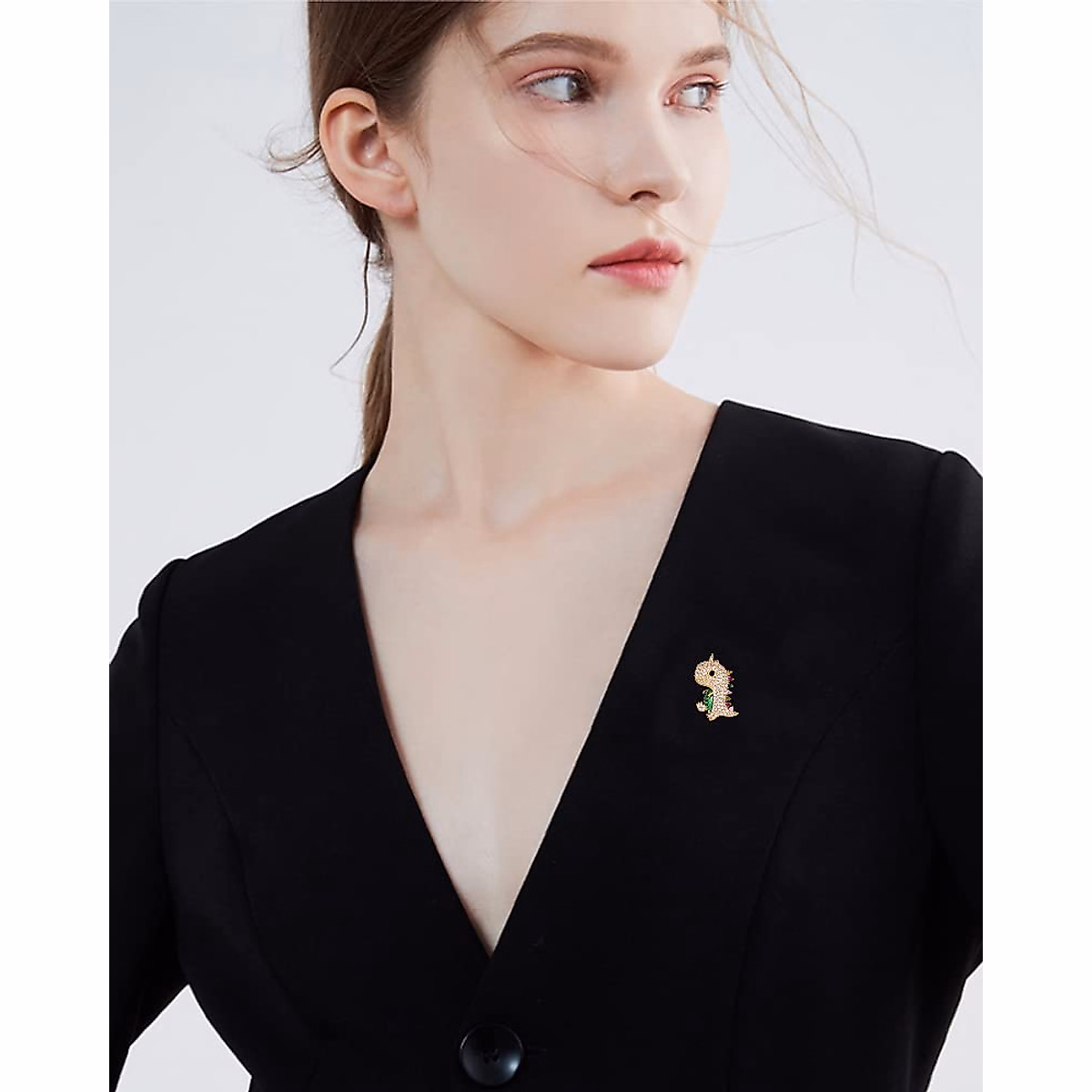 Cute Dinosaur Sparkly CZ Brooches Pins Delicate Luxury Cartoon Animal Brooch Classic for Party Dance Banquet for Women Ladies Girls Dainty Elegant Beautiful Lapel Pins Scarf Clips Collar Neck Tie Dress Suit Shirt Ceremony Clothes Accessories Jewelry Mothe