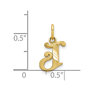 Solid 14k Yellow Gold Initial Letter J Alphabet Charm Pendant - 17mm x 10mm