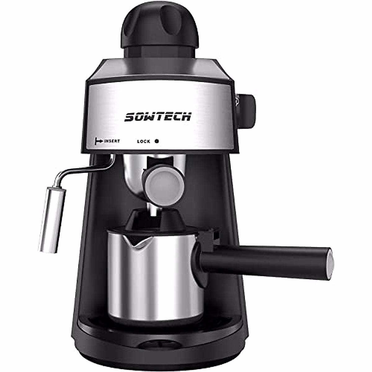 SOWTECH Steam Espresso Machine Espresso Maker Cappuccino Latte Machine with Steam Milk Frother and Mug 3.5 Bar 4 Cup
