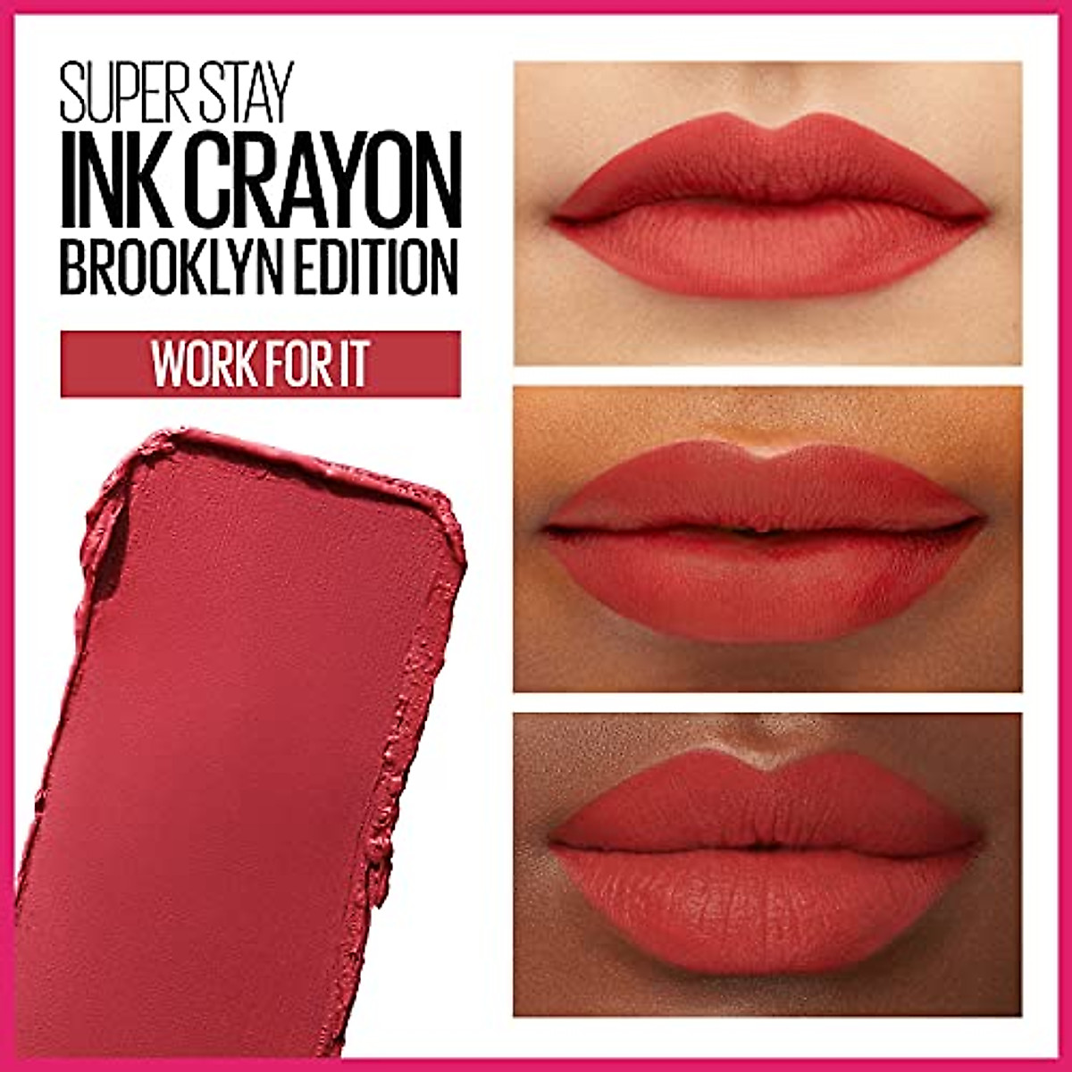 Maybelline Super Stay Ink Crayon Matte Longwear Lipstick Makeup, 140 Work for It, 0.04 oz
