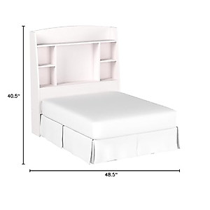 Prepac Astrid Simplistic Twin Headboard with 4 Compartments, Functional Bookcase Headboard for Twin Size Beds 8.75" D x 40.5" W x 48.5" H, White, WHFT-0401-1