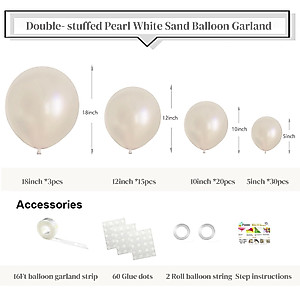 Pearl White Balloon Garland Double Stuffed Pearl White Beige Balloons 18/12/10/5 Inch Different Sizes for Baby Shower Birthday Wedding Bridal Shower Decorations Party Supplies