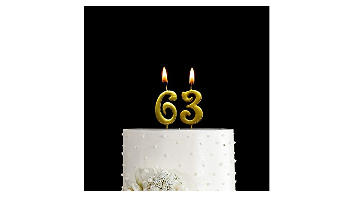 Sparkle at 63: Gold Number 63 Birthday Candle Cake Topper