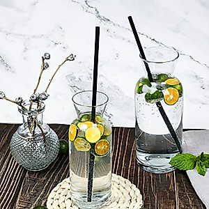Black Straws,100 Pcs Long Disposable Plastic Drinking Straws. (0.23''diameter and 10.2"long)-Black
