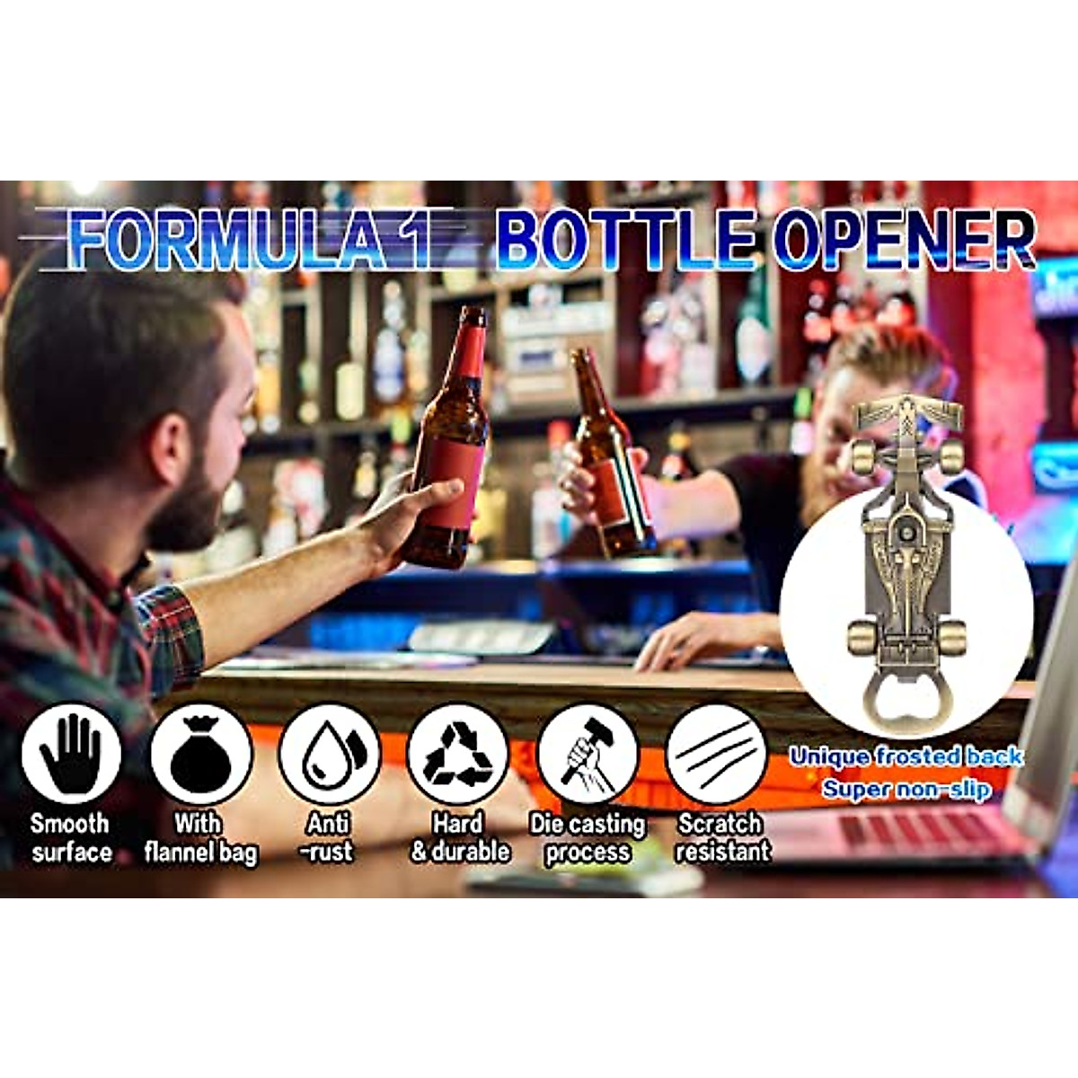 LKKCHER Racing Car Gifts for Men Women, Novelty Racing Car Bottle Opener, Birthday Gifts Christmas Gifts for Men Grandpa Boyfriend Husband, Racing Gifts Stocking Stuffers for Men Women Racing Fans