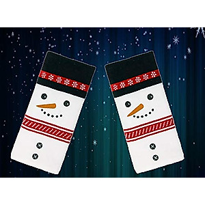 St. Nicholas Square Christmas Towels, White Bath Hand Towel Set of 2, Snowman Face Decorative Design 25 x 16 Inches for Bathroom Decorating for The Holidays
