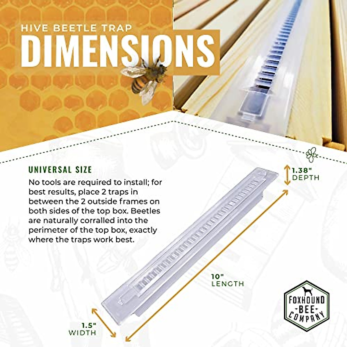 New Reusable Extra Long Beetle Trap with Completely Removable Top for Trapping Small Hive Beetles in a Hive Without Chemicals (12)