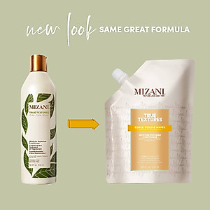 MIZANI True Textures Moisture Replenish Conditioner with Refill Set | Smooths & Hydrates | with Coconut Oil | Sulfate-Free | for Curly Hair | 33.8 Fl Oz Liter and 16.9 Fl Oz Refill