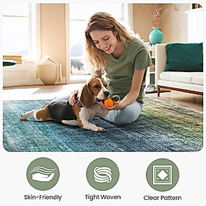 Kokia Abstract Area Rug Living Room 5x7 Colorful Washable Large Rug Bedroom Living Room Under Dining Table Soft Non Slip Stain Resistant Blue Carpet Room Decor, Oslo Teal