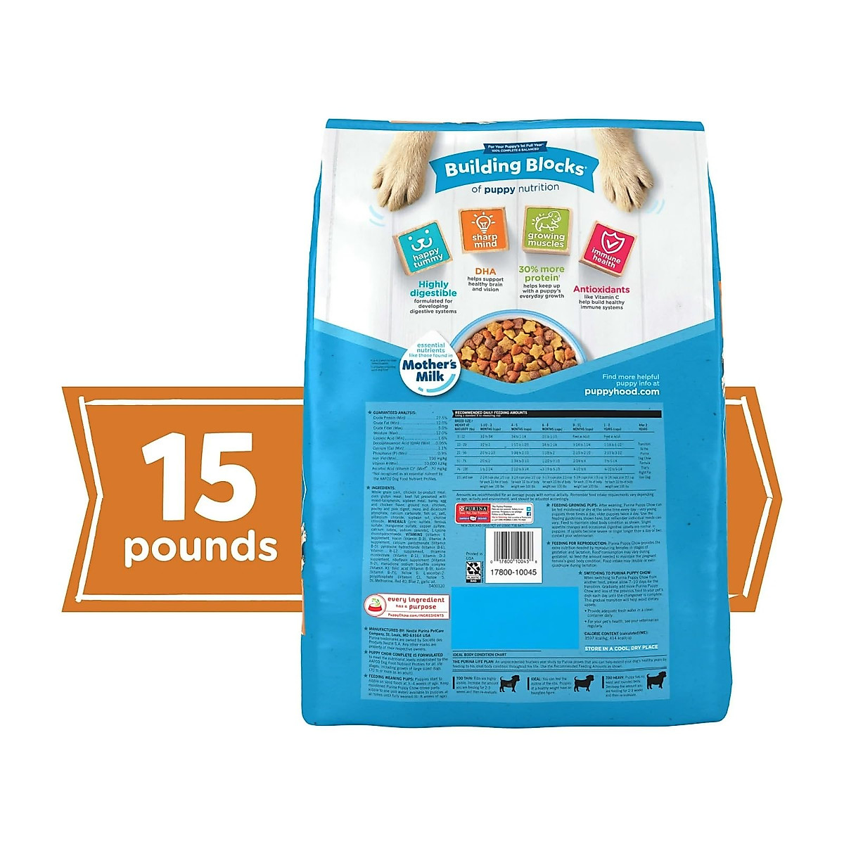 Purlina Puppy Chow High Protein Dry Puppy Food, Complete with Real Chicken, 15 lb Bag, Healthy Growth, Balanced Nutrition, Essential Vitamins and Minerals, Premium Puppy Formula (15 lbs Bag)