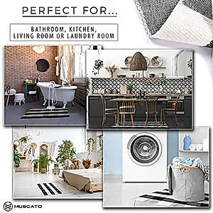 Buffalo Check Outdoor Rug Mat, 2x3/23.6" x 35.4", Black and White Rug Includes 4PCS Rug Grippers. Kitchen Rug, Checkered Porch Rugs Door Mat