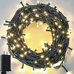 YIQU Extendable Super-Long 95FT 240 LED Christmas String Lights Outdoor/Indoor, Green Wire Christmas Tree Lights Plug in String Lights for Xmas Decorations Party Wedding Garden (Warm White)