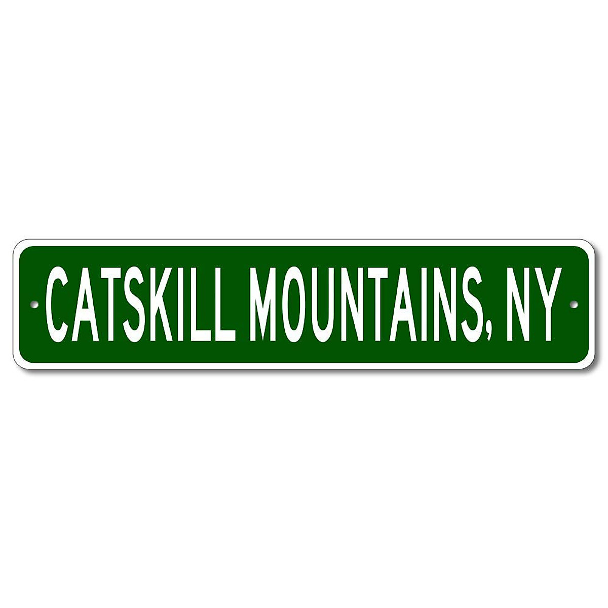 Catskill Mountains, New York - USA City and State Street Sign - Personalized Metal Street Sign, Man Cave Destination Sign, Perfect Idea, Pub Bar Wall Decor - 4x18 inches