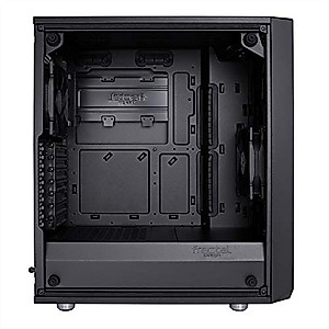 Fractal Design Meshify C - Compact Computer Case - High Performance Airflow/Cooling - 2X Fans Included - PSU Shroud - Modular Interior - Water-Cooling Ready - USB3.0 - Tempered Glass - Blackout