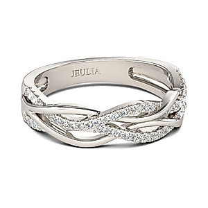 Jeulia 4PC Asscher Cut Sterling Silver Ring Set Cubic Zirconia CZ Engagement Anniversary Eternity Promise Wedding Band Ring Set with Jewelry Box (Silver, 7.5)