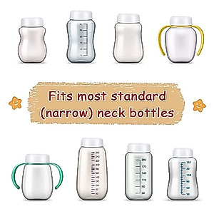 Baby Bottle Lid, Screw Lids Aka Travel Caps with Rewritable Sealing Disc Compatible with Avent dr. Brown Mouth Bottles, Baby Bottle Caps, Cap Replace Natural Bottle Sealing Ring and Sealing Disc