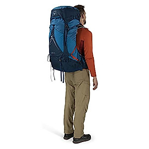 Osprey Atmos AG LT 65L Men's Backpacking Backpack, Night Shift/Scoria Blue, L/XL