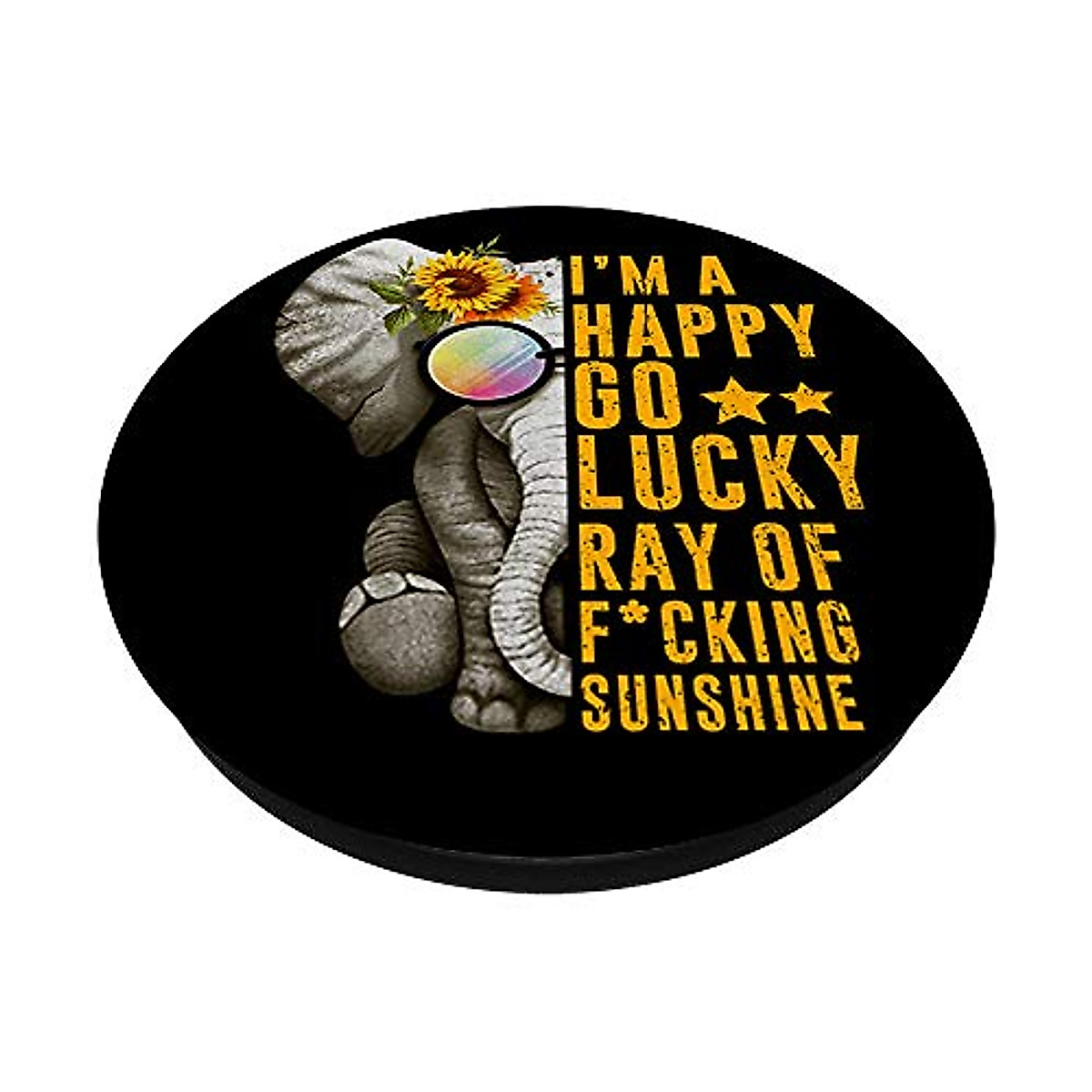 Sunshine Sunflower Positive Quote Elephant Gift Women Girl PopSockets PopGrip: Swappable Grip for Phones & Tablets