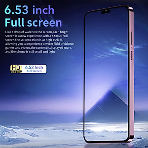 Zunate I14 Pro 3G Unlocked Smartphone, 6.53 Inch Large Screen, 4GB RAM 64GB ROM, Facial Unlocking Mobile Phone for Android 10.0, Dual 2 MP 8 MP Camera, Dual SIM Slot