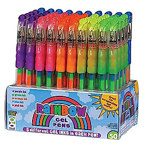 Raymond Geddes Rainbow Color Assorted Gel Pens (Pack of 50)
