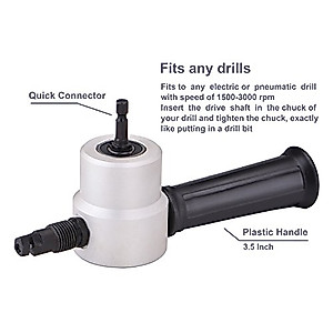 Double Headed Sheet Metal Nibbler Cutter, Lichamp Drill Attachment Nibbler Metal Cutting Double Head 360 Degree, 5 Pcs Tool Set with Iron Tool Box, for Workshop, Home DIY and Car Repair