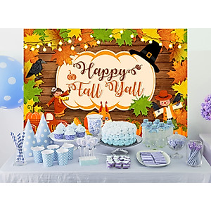 Happy Fall Y'all Backdrop,Fall Party Decorations Thanksgiving Party Backdrop Happy Fall Banner Party Supplies Photography Background