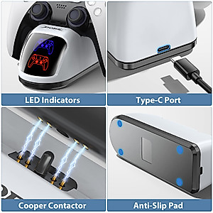 PS5 Controller Charging Station Compatible with PS5 Controller,DOBE Playstation 5 PS5 Controller Charger Dock Station with Fast Charging Speed in 2 Hours,PS5 Remote Charger Station with Charigng Cable