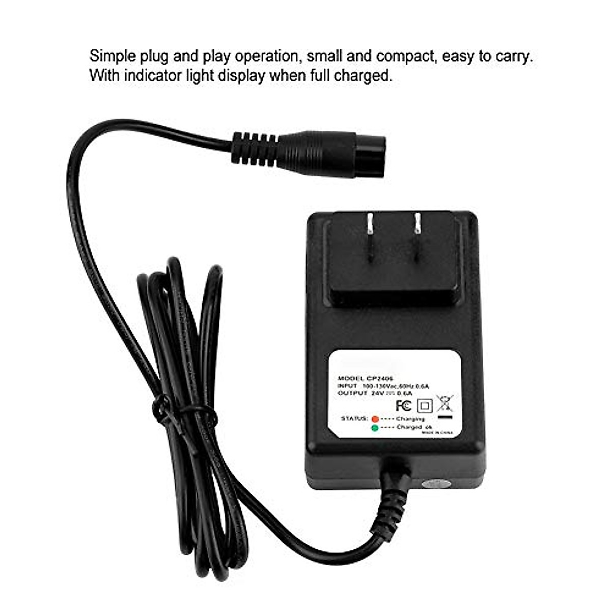 Battery for Razor E100 E125 E500S PR200, 24V 0.6A Electric Scooter Black Battery US Plug 110V,Used for Razor, Electric Scooter, City Express etc