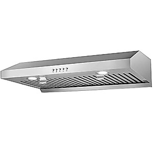 HTH HTHomeprod 30 Inch Under Cabinet Range Hood Powerful Dual Motor 3 Speed 480 CFM Stainless Steel Filter