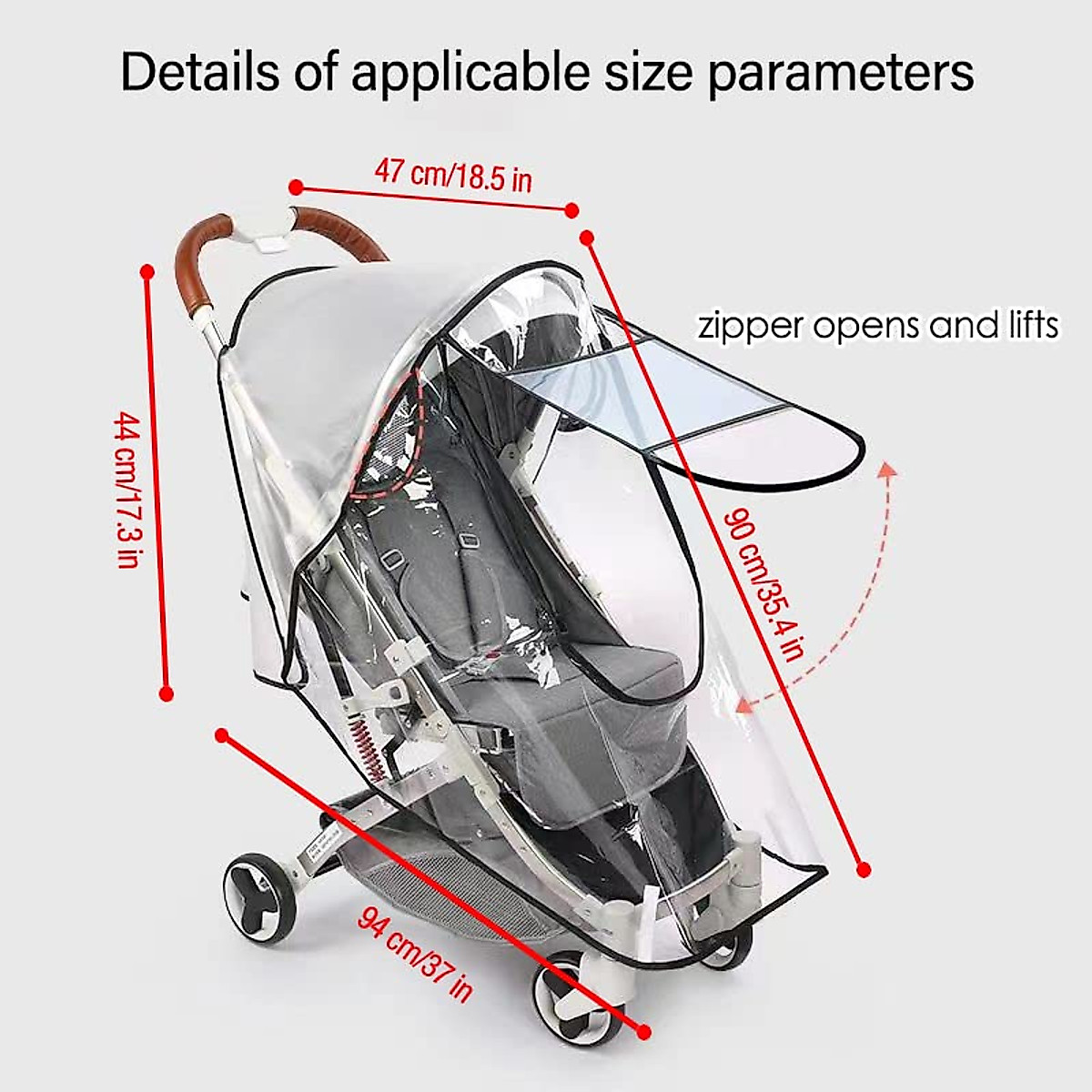 Stroller Rain Cover Universal Stroller Cart Umbrella Rain Cove Accessory, for Babies Winter Windproof Waterproof Dustproof and Snowproof
