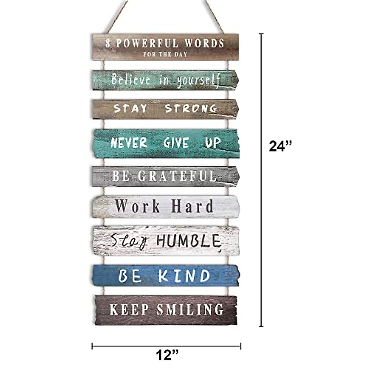 Inspirational Wall Art Decor for Office, Wooden Rustic Hanging Motivational Wall Art Decoration Sign, Inspiring Positive Quotes Wall Art for Home Living Room Bedroom Bathroom Classroom Gym 12"x24"