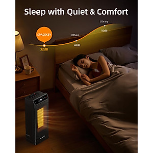 Space Heater, Electric Space Heaters for Indoor Use with Thermostat, Remote, 1-12H Timer, 70°Oscillation and Overheat Protection, 1500W PTC Ceramic Fast Safety Heat for Office Bedroom (Black)