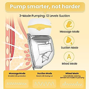 Breast Pump Hands Free, Double Wearable Breast Pump with Smart Touchscreen, 3 Modes & 12 Levels, Portable Wireless Electric Breast Pump, Low Noise and No Leakage with 21mm/24mm Flanges (Pack of 2)