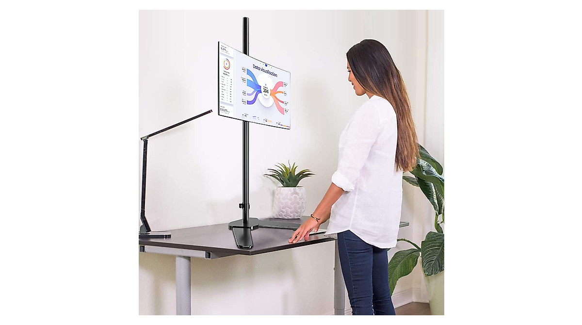 Single Monitor Mount - Adjustable 47-Inch Desk Stand for Space & Posture