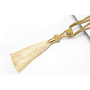 BEL AVENIR Curtain Tiebacks Hand-Woven Holdbacks Home Decorative Tassels Tiebacks (Gold, 2 Pack)