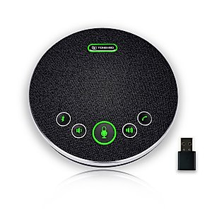 TONGVEO Wireless Speakerphone Conference Speaker,Daisy Chain 2.4G USB Speaker with Expandable Microphone with 360° Voice Pickup,Full Duplex Speakerphone Noise Canceling Mics for 20 People Conference