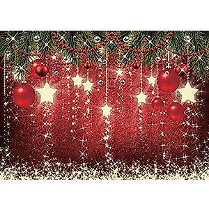 CHAIYA 8X6ft Red Christmas Backdrop Sparkling Stars Christmas Backdrops for Photography Glittering Stars Kids Christmas Backdrop for Pictures New Year Backdrop for Party Decorations cy128