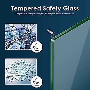 SUNNY SHOWER Frameless Shower Door for Bathtub,Hinged Tub Screen,Tempered Glass Tub Door,48" W x 58" H,Black Finish,Support Bar Included