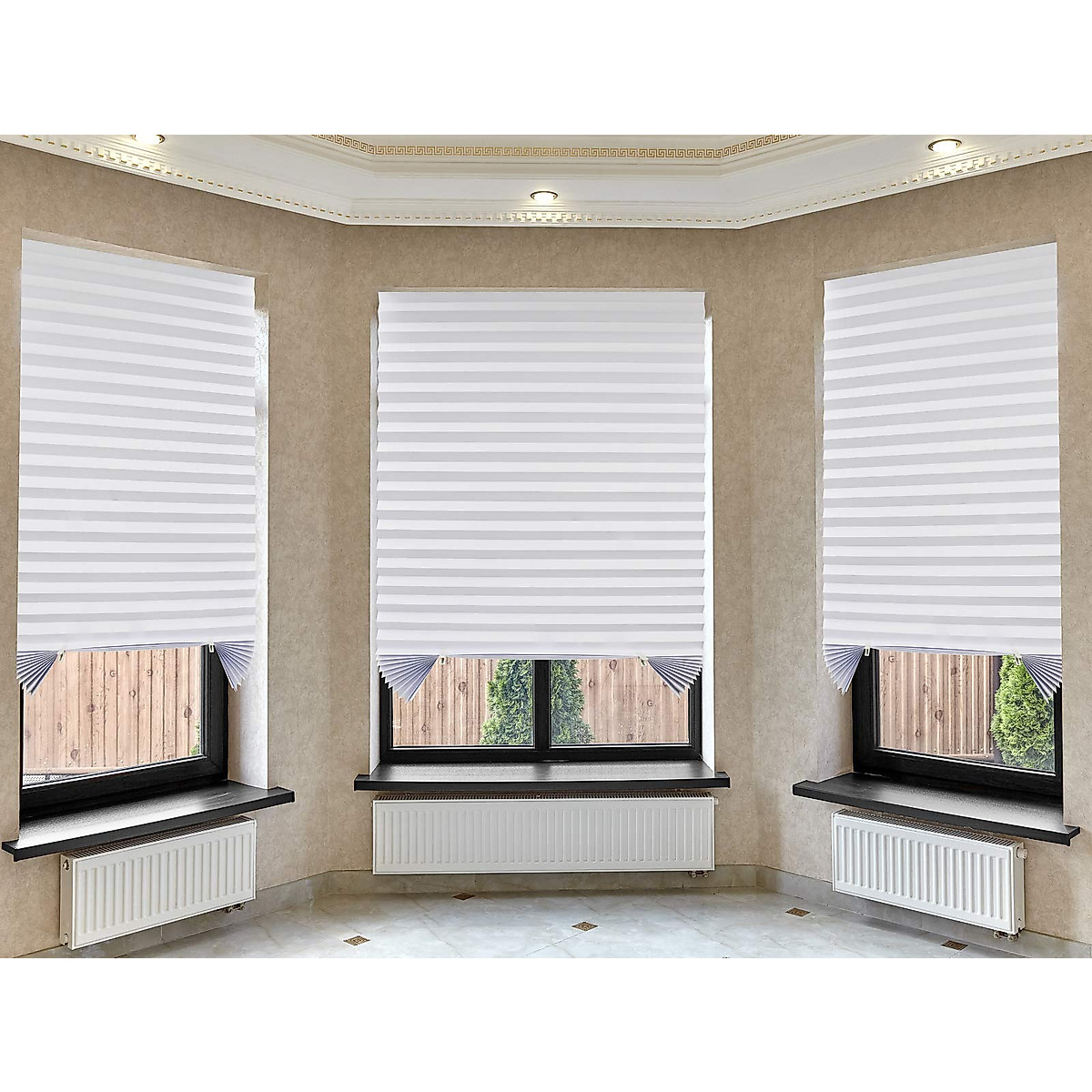 Mirrotek Pleated Window Paper Shades Light Filtering Blinds White 36" x 69" (Pack of 6 Temporary Blinds),MT1050