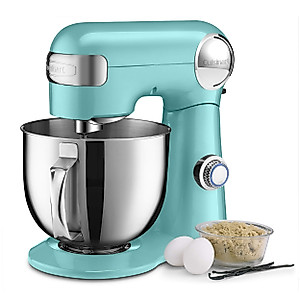 Cuisinart Stand Mixer, 12 Speed, 5.5 Quart Stainless Steel Bowl, Chef’s Whisk, Mixing Paddle, Dough Hook, Splash Guard w/ Pour Spout, Periwinkle Blue, SM-50BL
